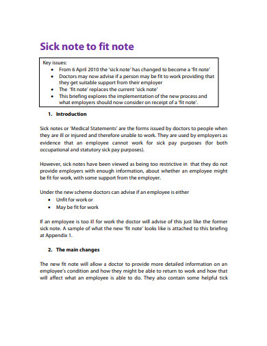 5+ Fit Note Templates in PDF | DOC