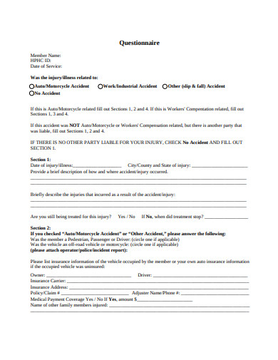 21+ Accident Questionnaire Templates in PDF | DOC
