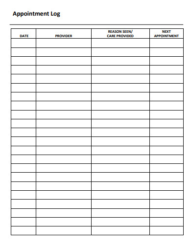 FREE 9+ Appointment Log Templates in PDF | MS Word