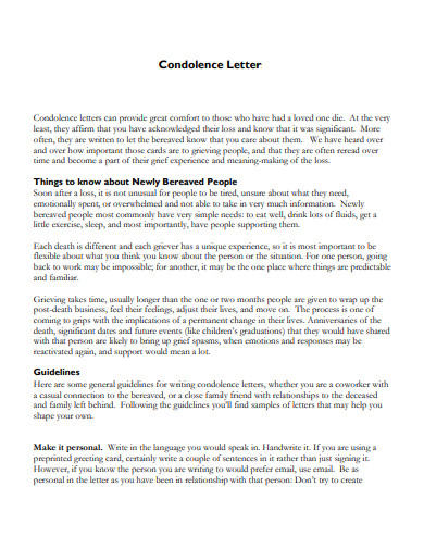 3+ Church Condolence Letter Templates in PDF