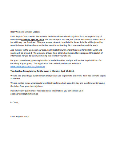 Sample Invitation Letter For Youth Fellowship Sample