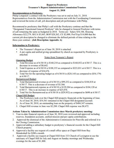 10+ Church Treasurer Report Templates in PDF