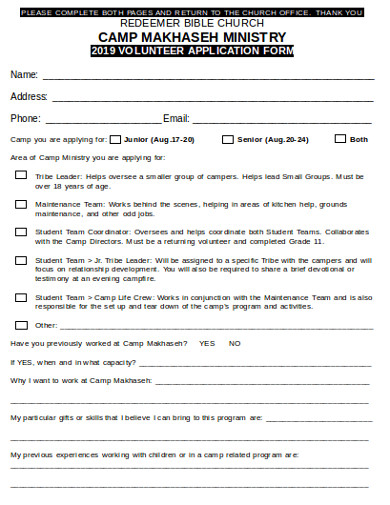 10+ Church Volunteer Application Form Templates in PDF | DOC