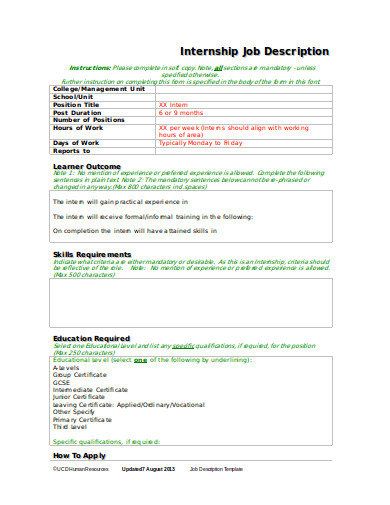 10+ Internship Job Description Templates in PDF | DOC