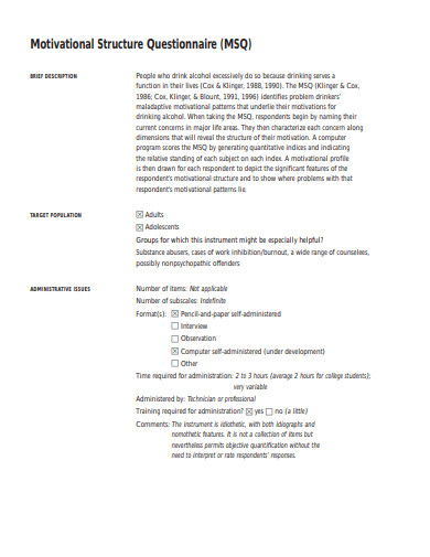 17+ Free Motivation Questionnaire Templates in PDF | Microsoft Word ...