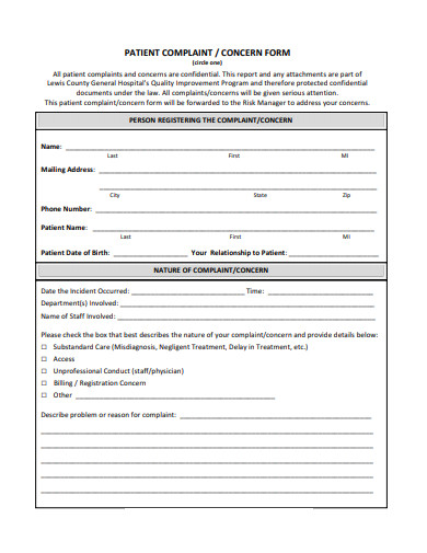 21+ Patient Complaint Form Templates in PDF | DOC