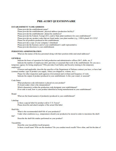 24+ Audit Questionnaire Templates - PDF, DOC