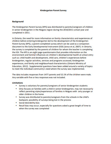 10+ Preschool Parent Survey Templates in PDF | DOC