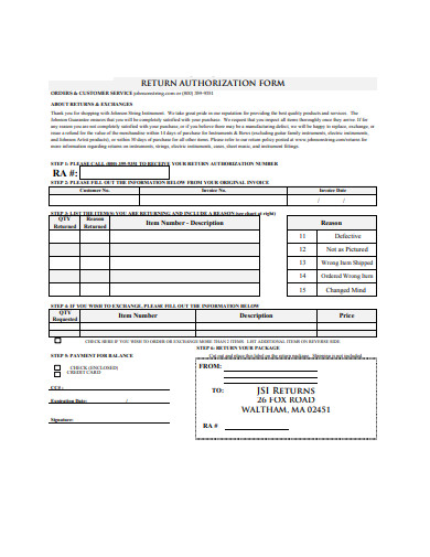 23+ Return Authorization Form Templates in Google Docs | Word | Pages | PDF
