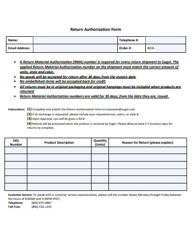 23+ Return Authorization Form Templates in Google Docs | Word | Pages | PDF