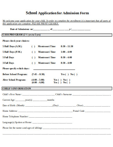 Free 29+ School Admission Form Templates in DOC, PDF