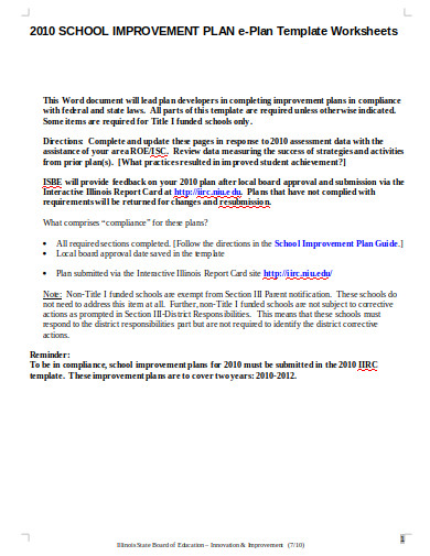 15+ School Improvement Plan Templates in PDF | DOC