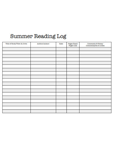 FREE 13+ Summer Reading Log Templates in PDF | MS Word