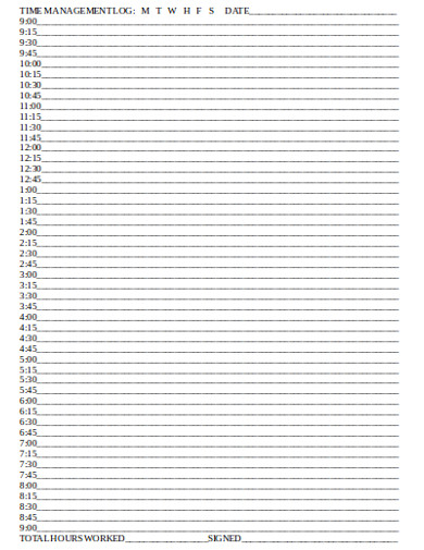 FREE 5+ Time Management Log Templates in PDF | MS Word