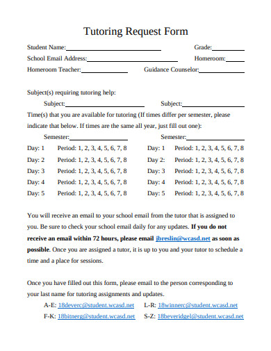 10+ Tutoring Request Form Templates in PDF | DOC