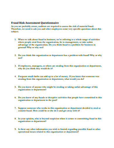 20+ Risk Assessment Questionnaire Templates in Google Docs | MS Word ...