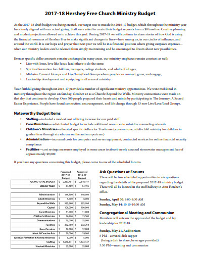 9+ Church Ministry Budget Templates in PDF | DOC