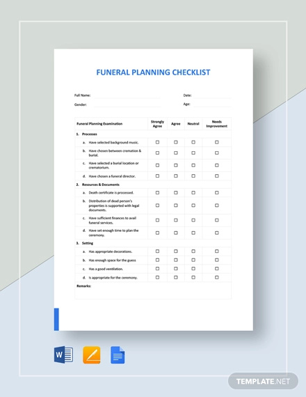 15+ Funeral Checklist Templates in PDF | Word | XLS