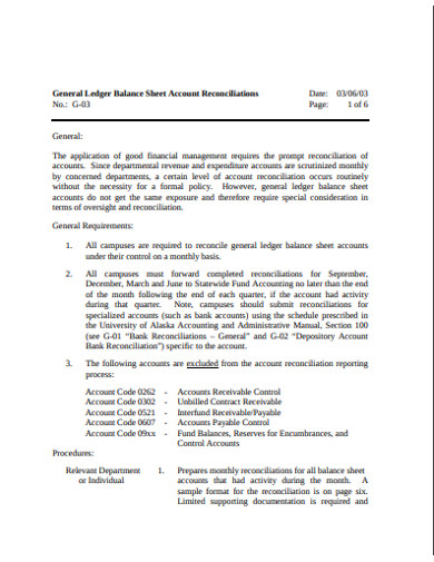 9 Balance Sheet Reconciliation Templates In PDF 9 Balance Sheet Reconciliation Templates In PDF