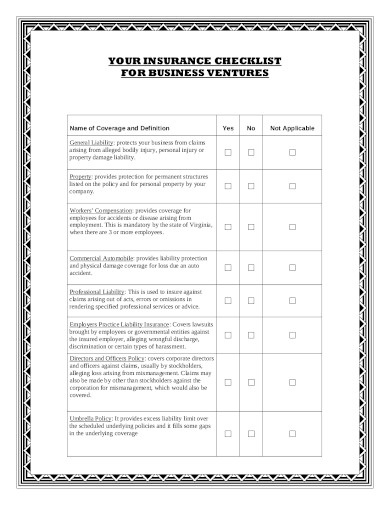 10+ Insurance Liability Checklist Templates in PDF | Word