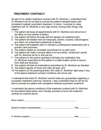 FREE 22+ Treatment Contract Templates in PDF | MS Word