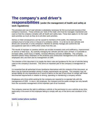 FREE 21+ Company Vehicle Policy Templates in PDF | MS Word | Google ...