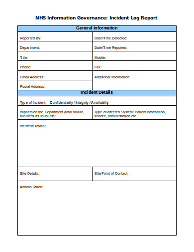 FREE 10+ Incident Report Log Templates in PDF | MS Word