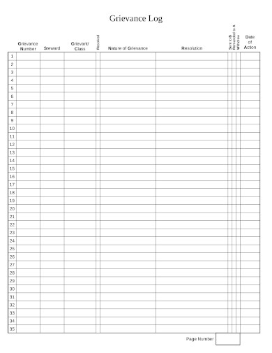 9+ Grievance Log Templates in PDF | Word | Doc