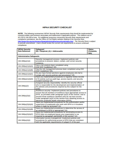 FREE 10+ HIPAA Security Checklist Templates in PDF | MS Word