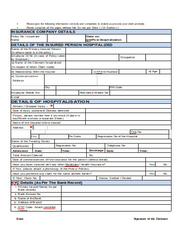 18+ Health Insurance Claim Form Templates - PDF, DOC