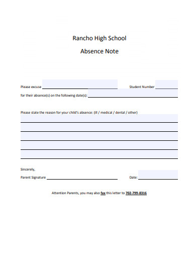 13+ School Absence Note Templates in PDF | Google Docs | Word | Pages