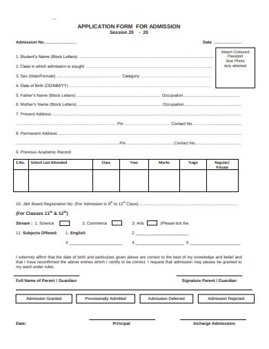 Free 29+ School Admission Form Templates in DOC, PDF