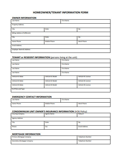 19+ Tenant Information Form Templates in PDF | DOC