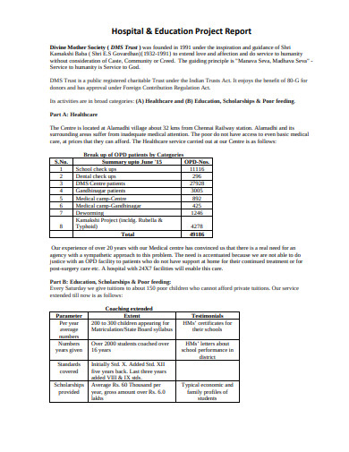 12+ Hospital Project Report Templates in PDF