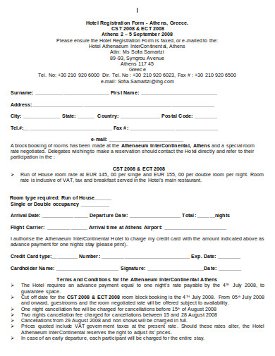 12+ Hotel Registration Form Templates in MS Word