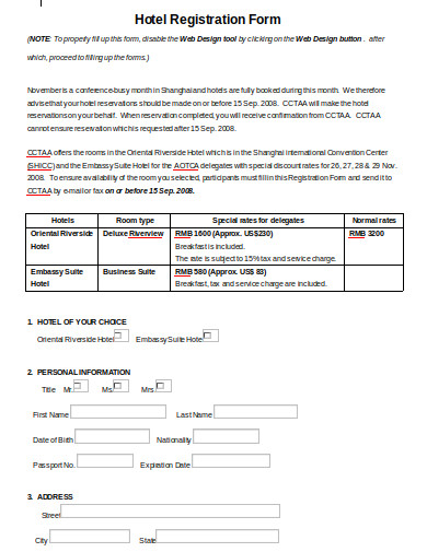 12+ Hotel Registration Form Templates in MS Word