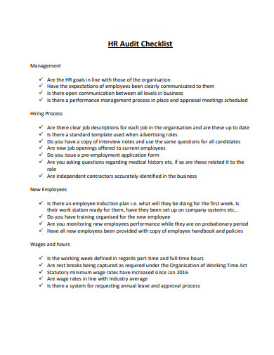14+ FREE Hr Audit Checklist Templates in PDF | DOC | XLS