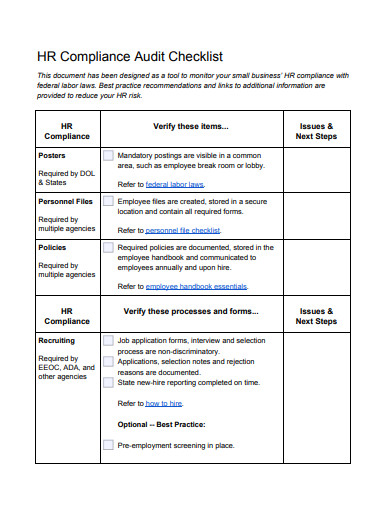 14+ FREE Hr Audit Checklist Templates in PDF | DOC | XLS