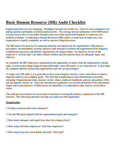 14+ FREE Hr Audit Checklist Templates in PDF | DOC | XLS