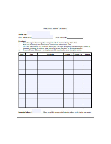 FREE 21+ Petty Cash Log Template in PDF | MS Word | XLS