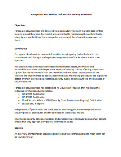 FREE 10 Security Statement Templates In PDF MS Word