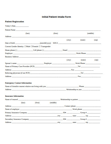 20+ Free Patient Intake Form Templates
