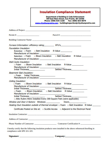 10+ Insulation Statement Templates in PDF