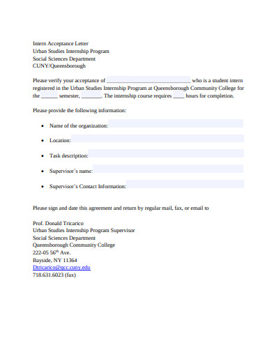 10+ Internship Acceptance Letter Templates in Google Docs | Word ...