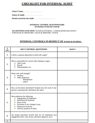 10+ Free Internal Audit Checklist Templates in DOC | PDF