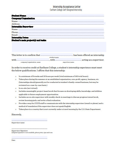 10+ Internship Acceptance Letter Templates in Google Docs | Word ...