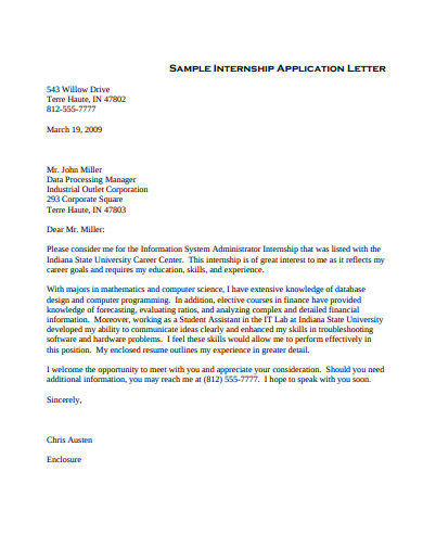7 Internship Application Letter Templates In Google Docs Word 