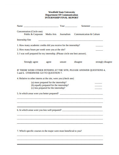9+ Internship Final Report Templates in PDF | DOC