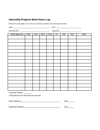 11+ Internship Time Log Templates in PDF | DOC