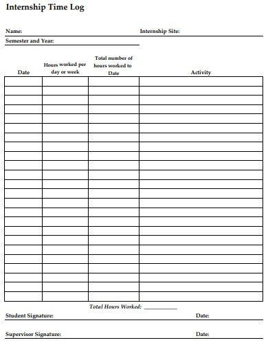 11+ Internship Time Log Templates in PDF | DOC